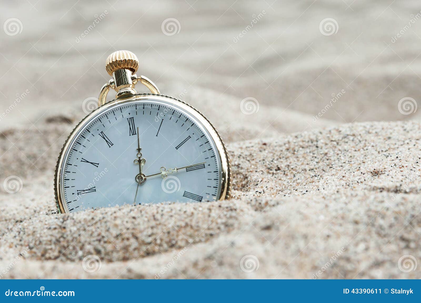 Pocket Watch Buried in Sand. Stock Image - Image of forgotten, metaphor ...