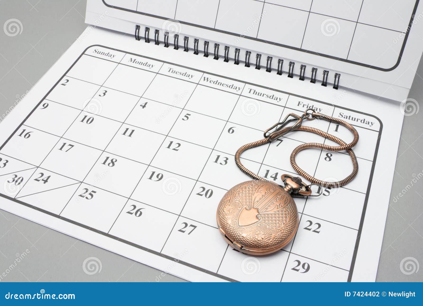 Pocket Watch on Calendar stock photo. Image of watch, plan - 7424402
