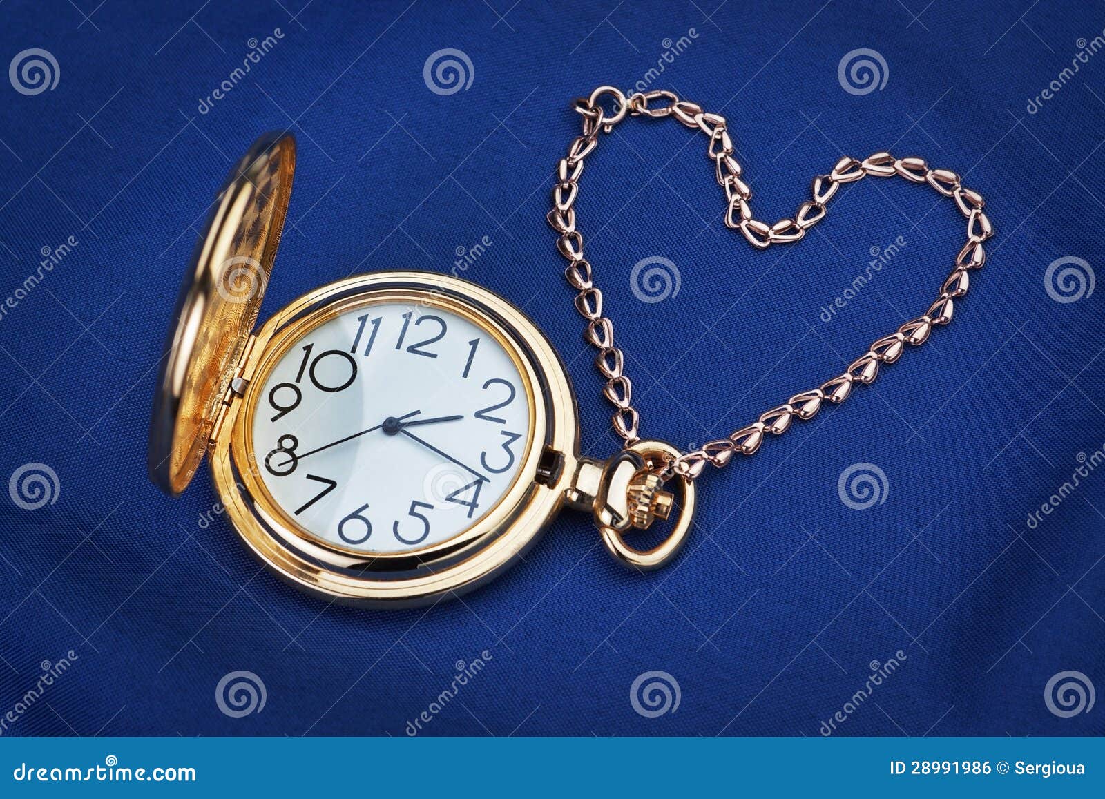 Pocket Watch and Chain in the Shape of a Heart. Stock Photo - Image of ...