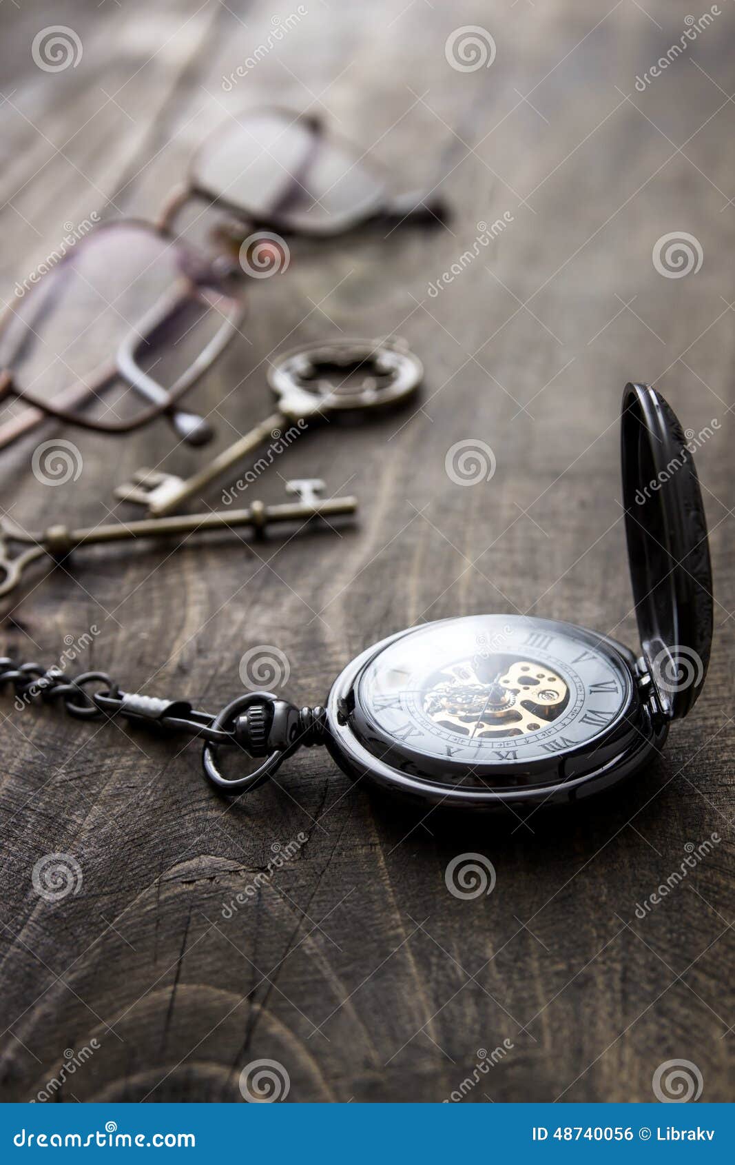 Pocket Watch on Grunge Wooden Table Stock Photo - Image of textured ...