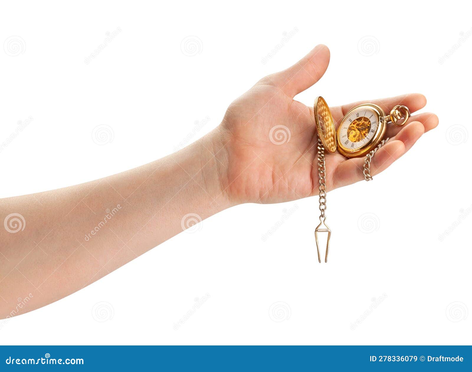 Pocket watch in hand stock image. Image of clipping - 278336079