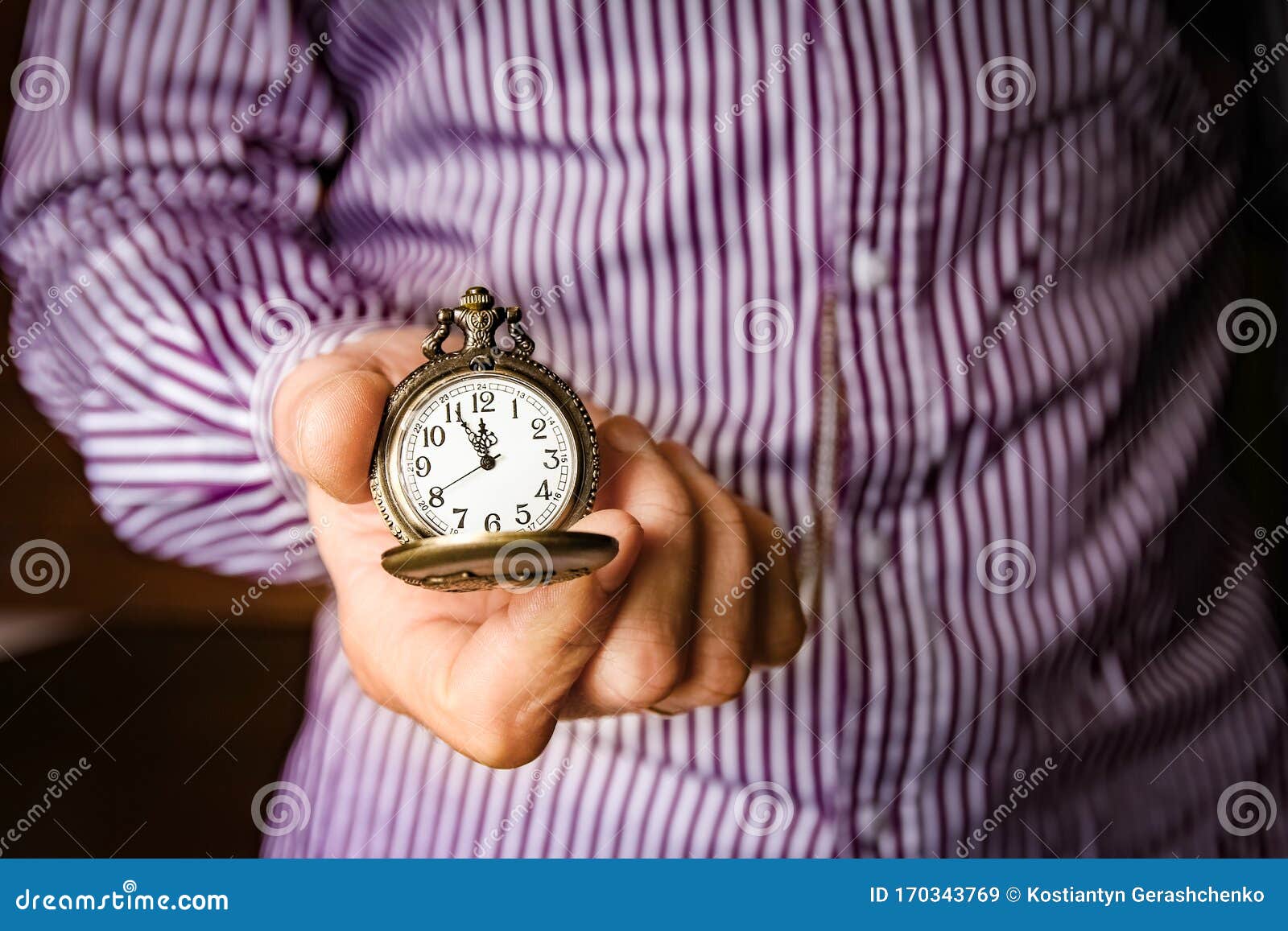 A Pocket Watch in the Hands of a Man Stock Image - Image of golden ...