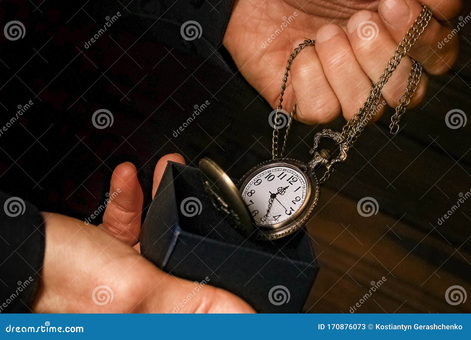 A Pocket Watch in the Hands of a Man Stock Image - Image of holding ...