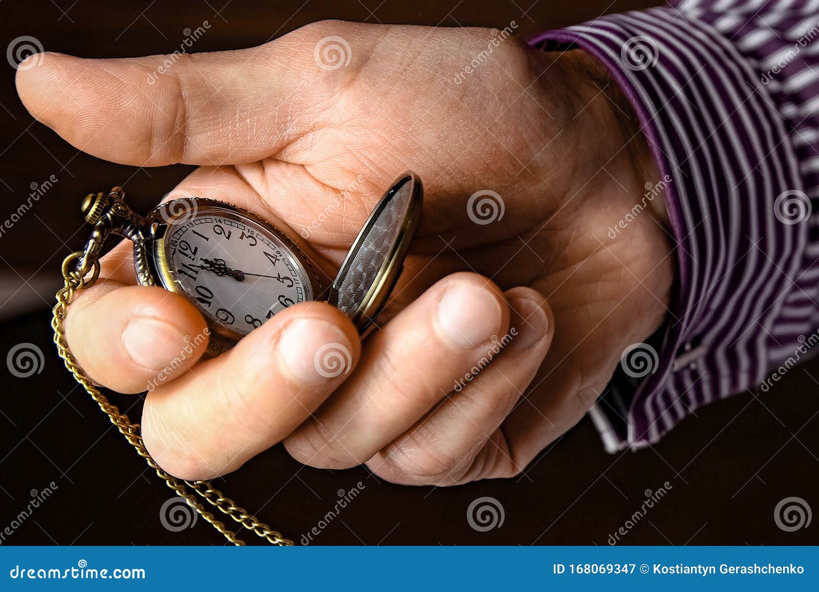 A Pocket Watch in the Hands of a Man Stock Image - Image of concept ...