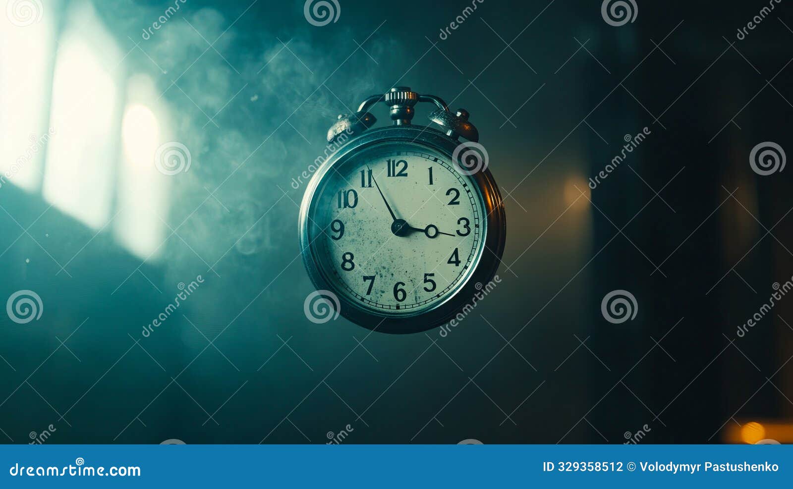 A Pocket Watch Hanging from the Ceiling in a Dark Room Stock Photo ...