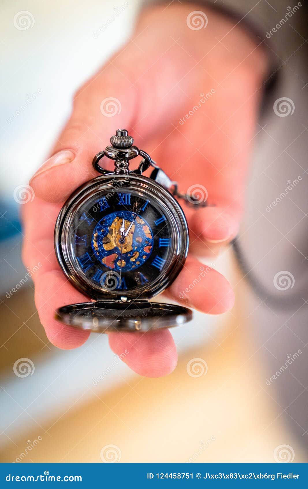 The Pocket Watch in Noble Blue Stock Image - Image of design, time ...