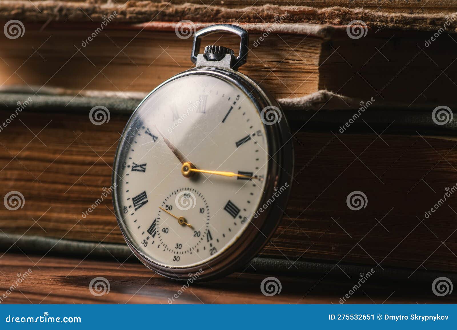Pocket Watch and Old Book in Vintage Style Stock Image - Image of ...