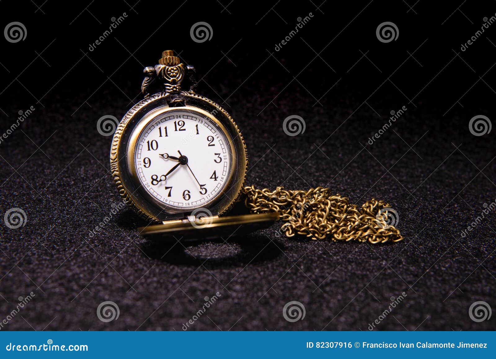 Pocket Watch Over Dark Texture Stock Photo - Image of history, chain ...