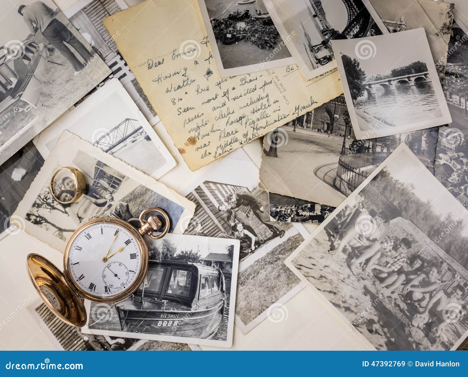 Pocket Watch and Ring with Old Photographs Editorial Stock Image ...