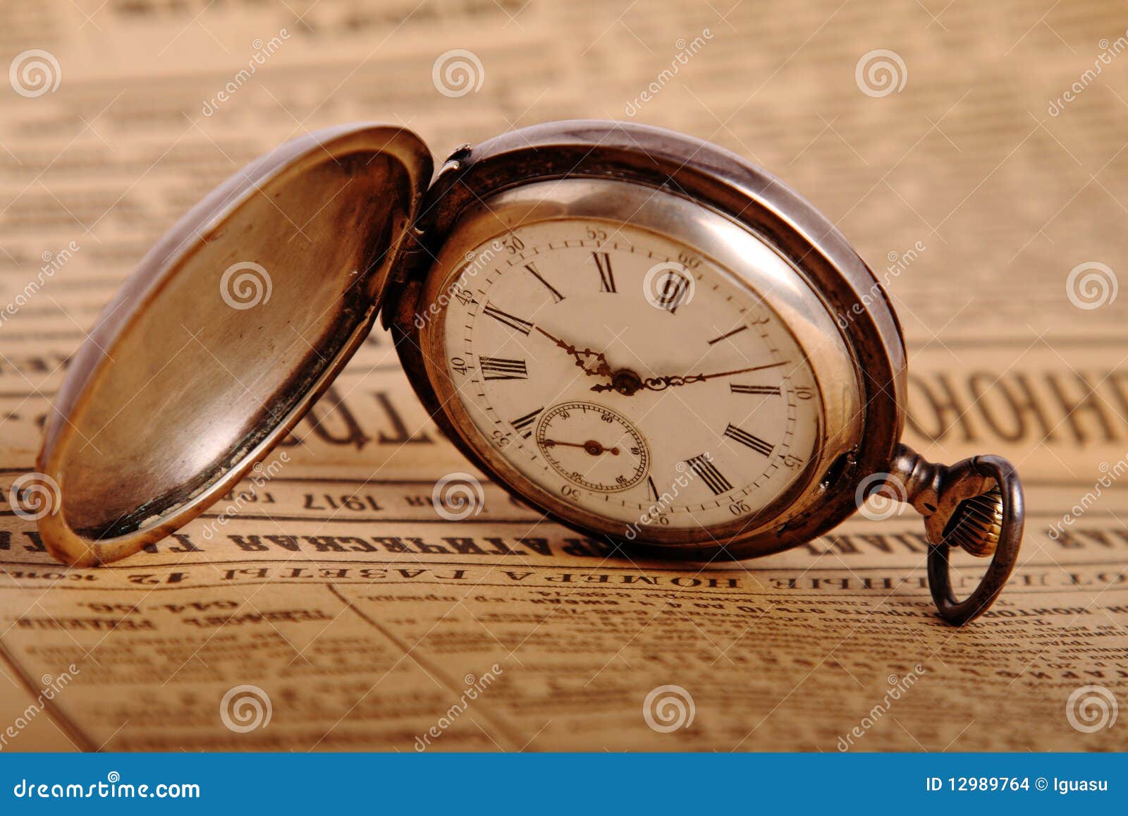 Pocket Watch on Vintage Newspaper Stock Photo - Image of hand, classic ...