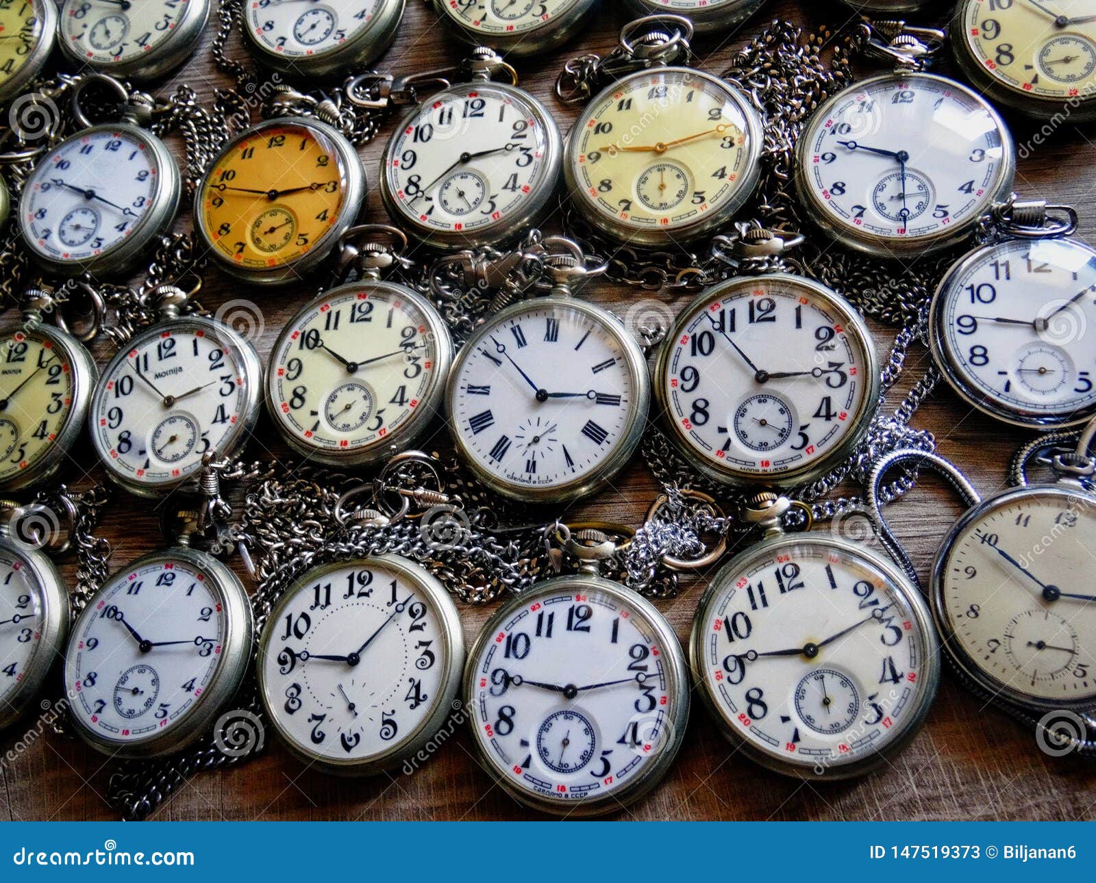Pocket watches collection stock image. Image of table - 147519373