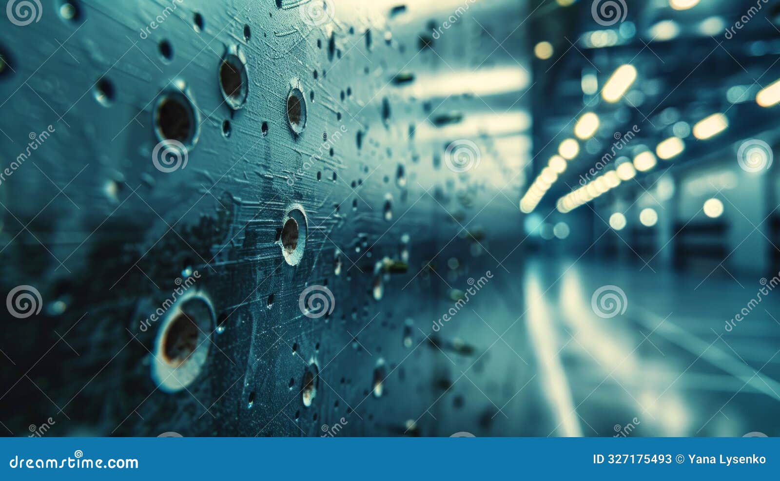 Pockmarked Shooting Target in Indoor Firing Range. Concept of Firearms ...