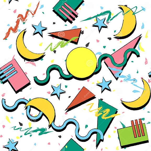 Colorful Retro Vintage 80s Confetti Seamless Pattern Background with ...