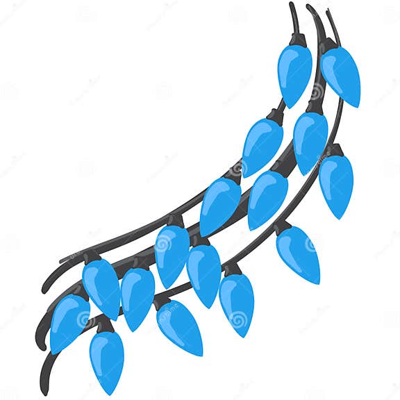 Isolated Illustration of Triple String of Blue Holiday Lights Stock ...