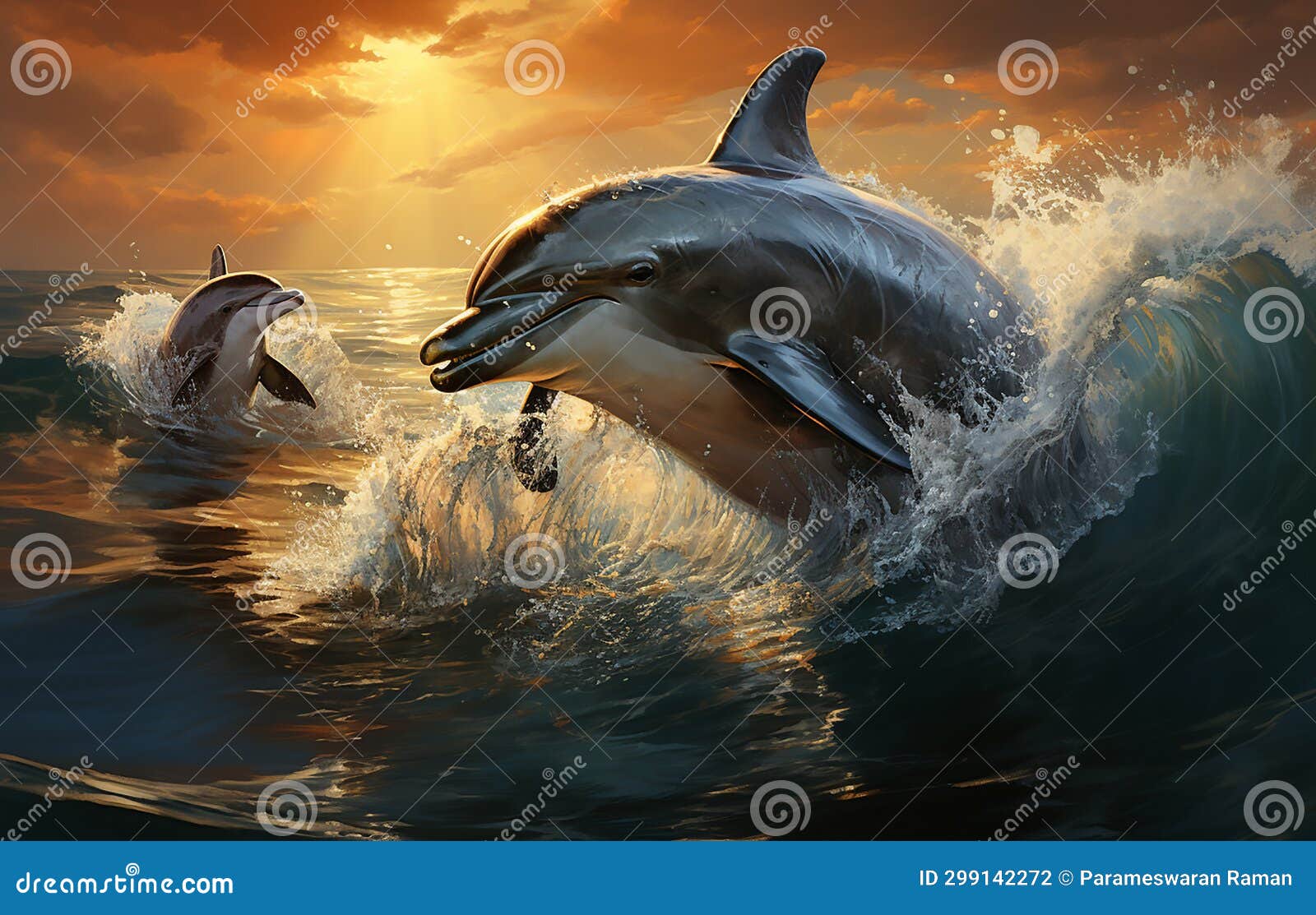 A pod of dolphin stock illustration. Illustration of ocean - 299142272