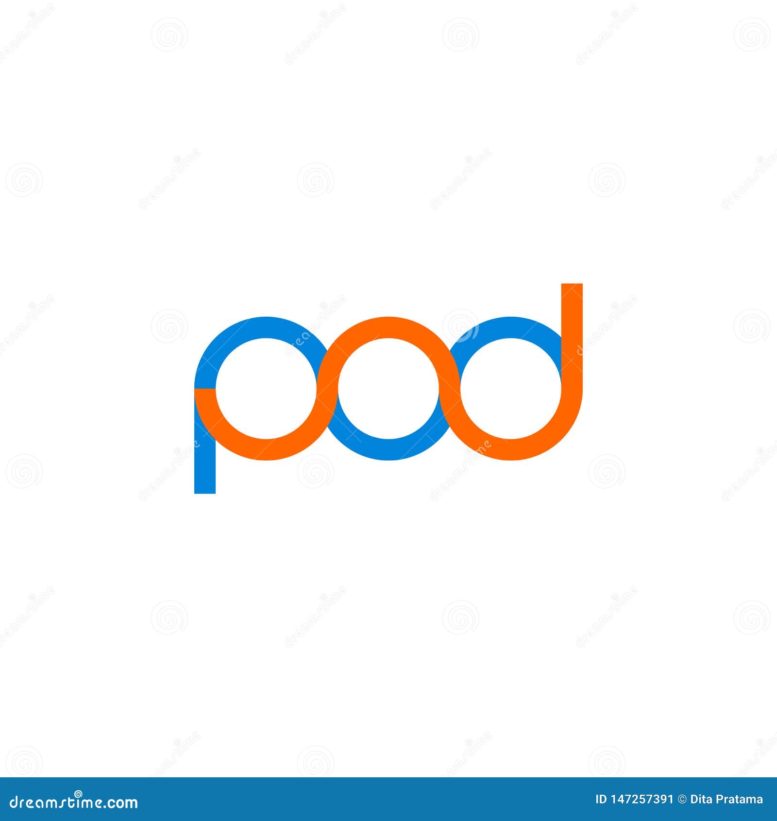 POD Initial Lowercase Letters, Connected and Rounded Logo. Stock Vector ...