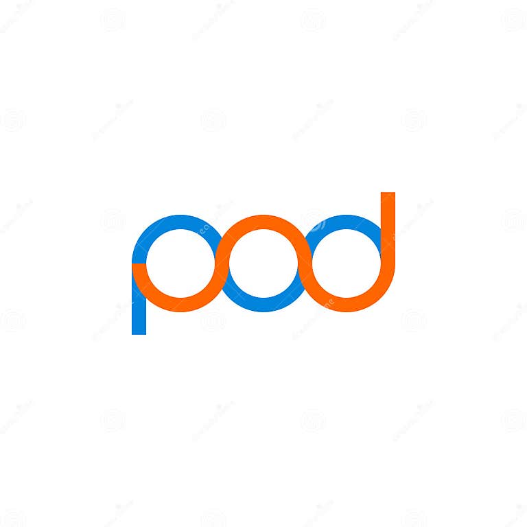 POD Initial Lowercase Letters, Connected and Rounded Logo. Stock Vector ...