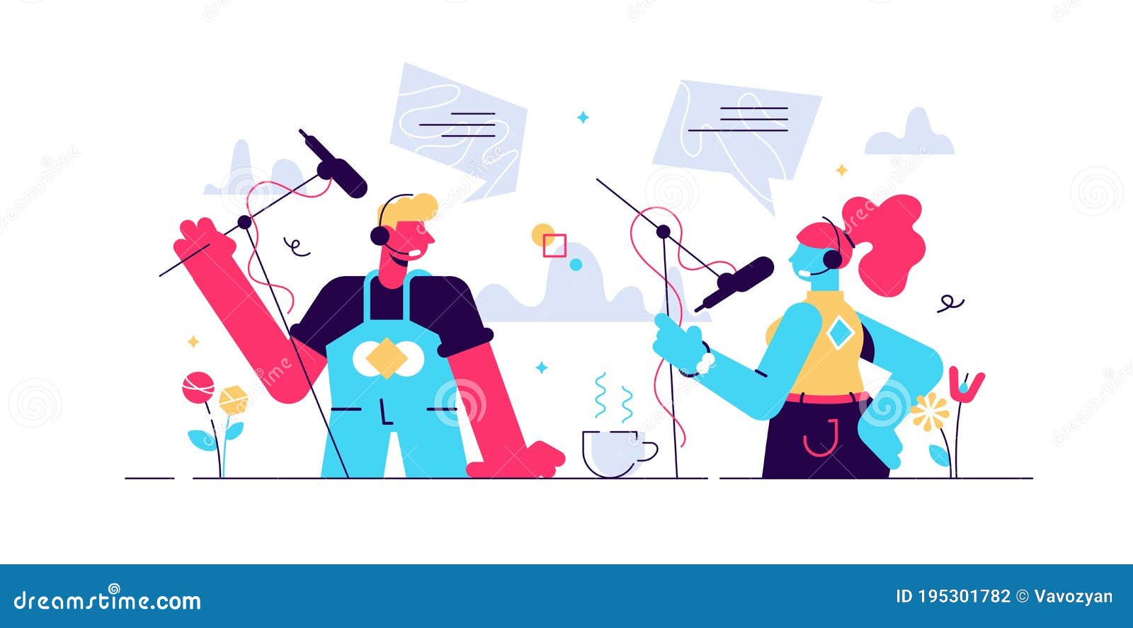 Podcast Interview Vector Illustration Stock Vector - Illustration of ...