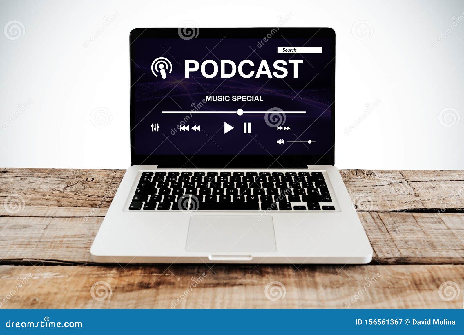 Podcast App Service in a Computer Screen. Stock Image - Image of ...