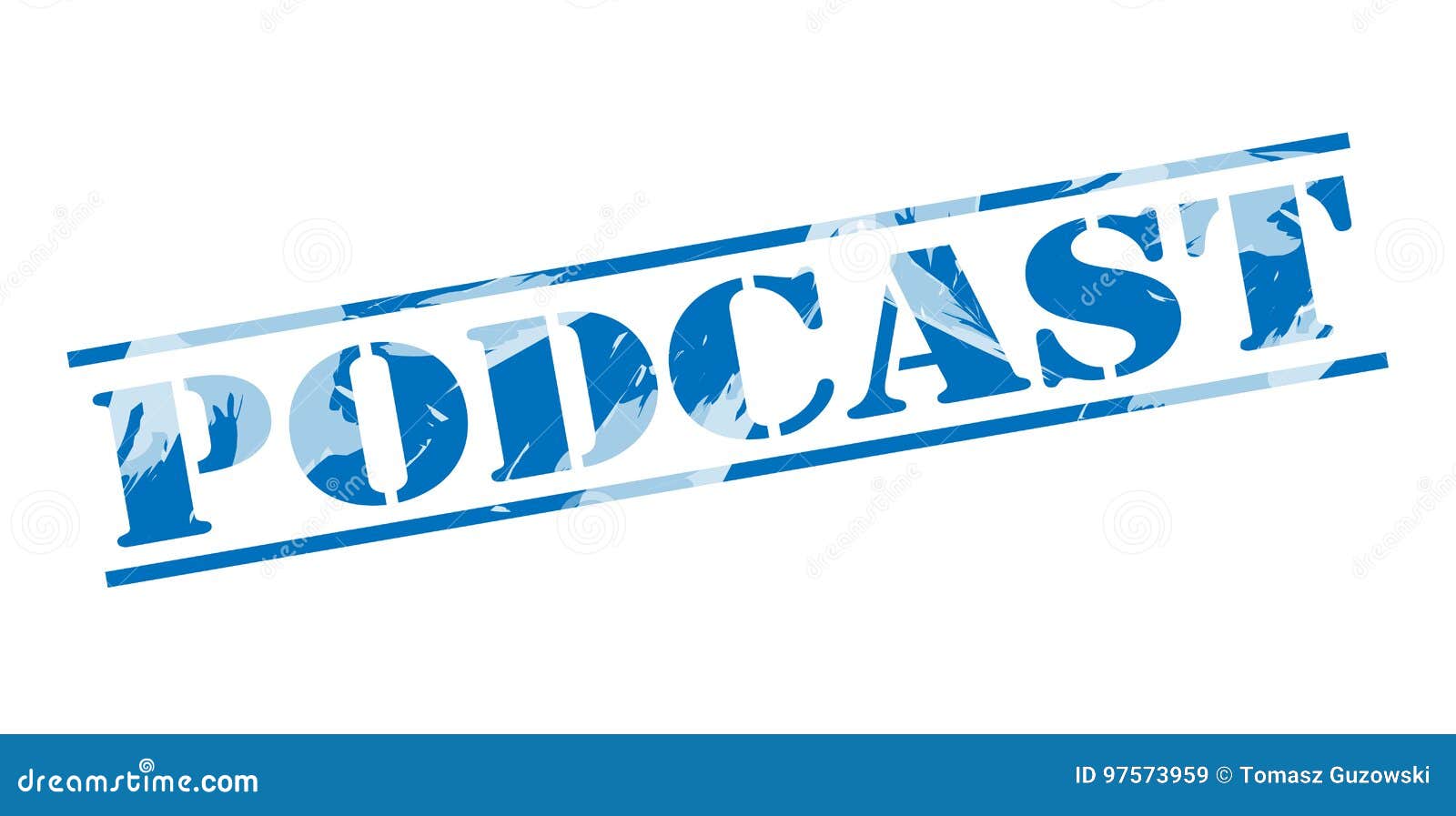 Podcast blue stamp stock illustration. Illustration of label - 97573959