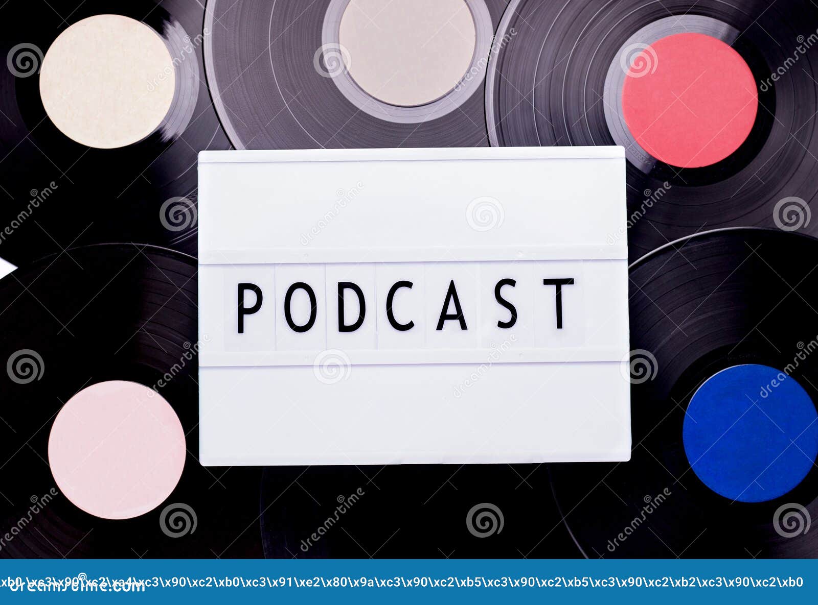 Podcast Concept. Lightbox with Text Stock Photo - Image of sound, text ...