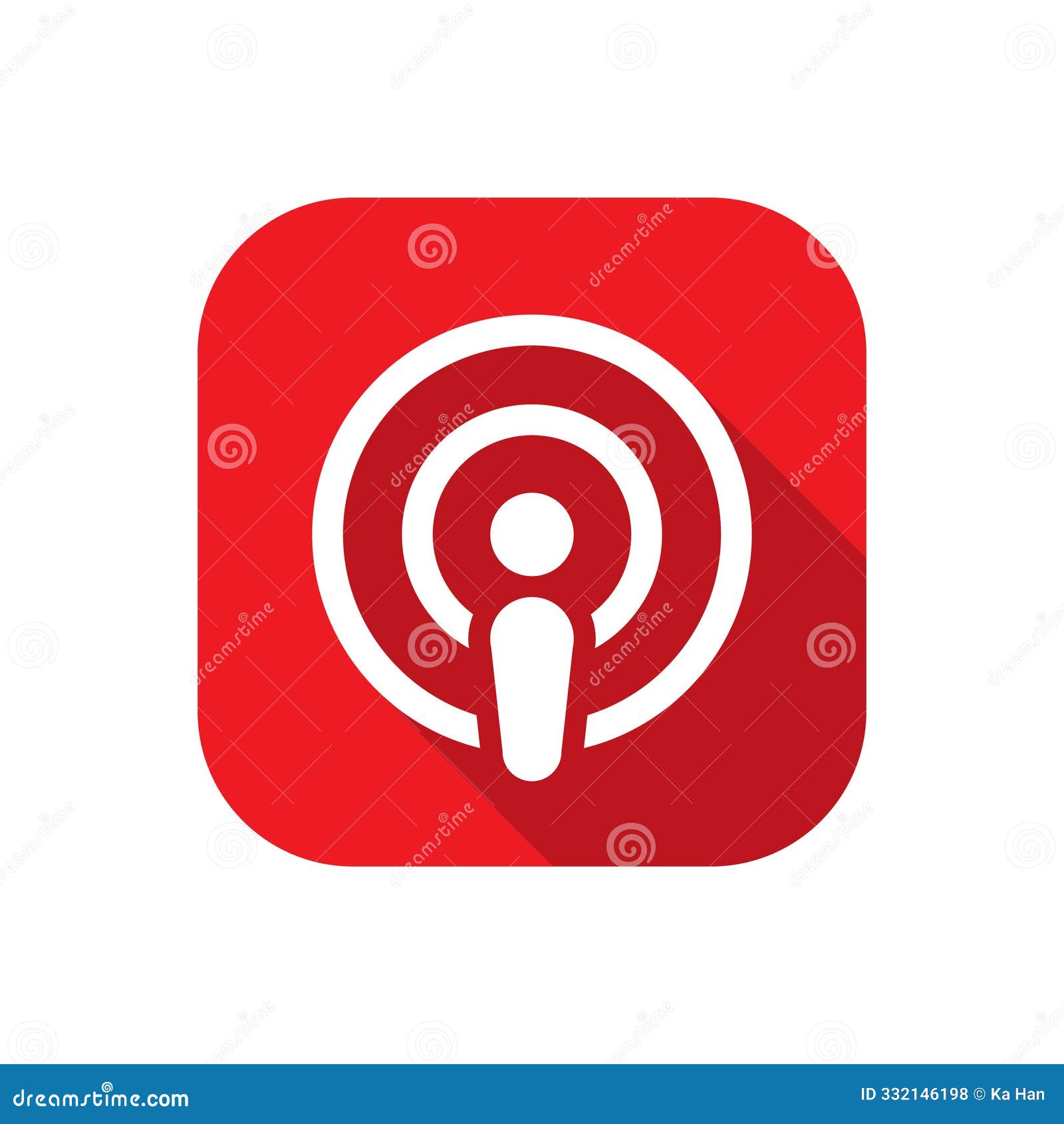 Podcast Icon on Red Square. Podcasting Sign Symbol Stock Illustration ...