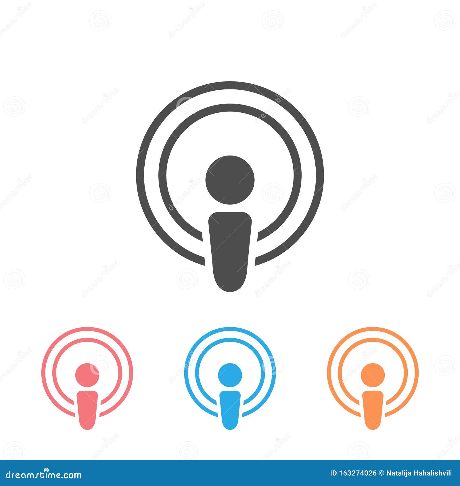 Podcast Icon Set on White. Vector Stock Vector - Illustration of ...