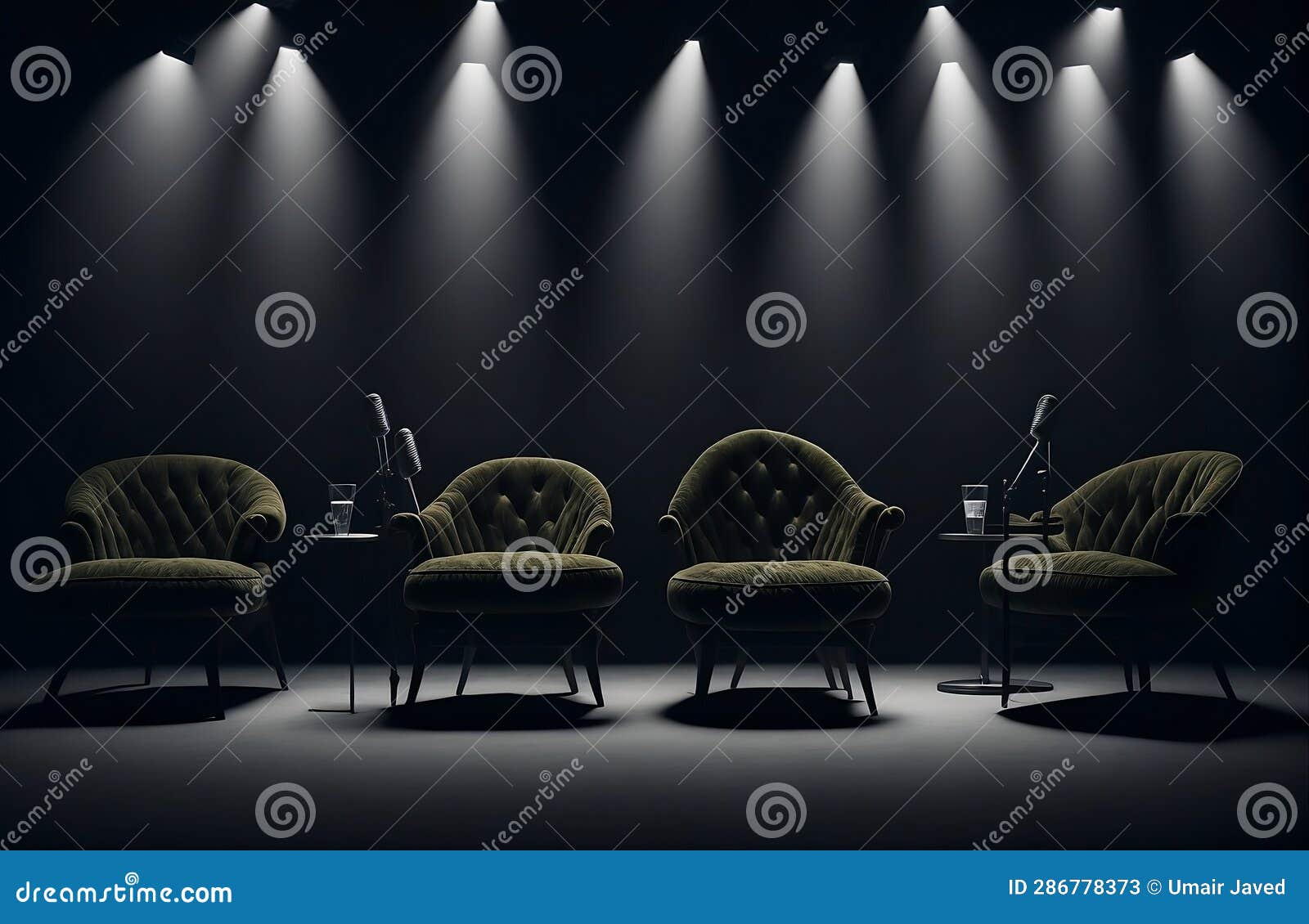 Podcast or Interview Room, with a Dark Background Creating a Dramatic ...