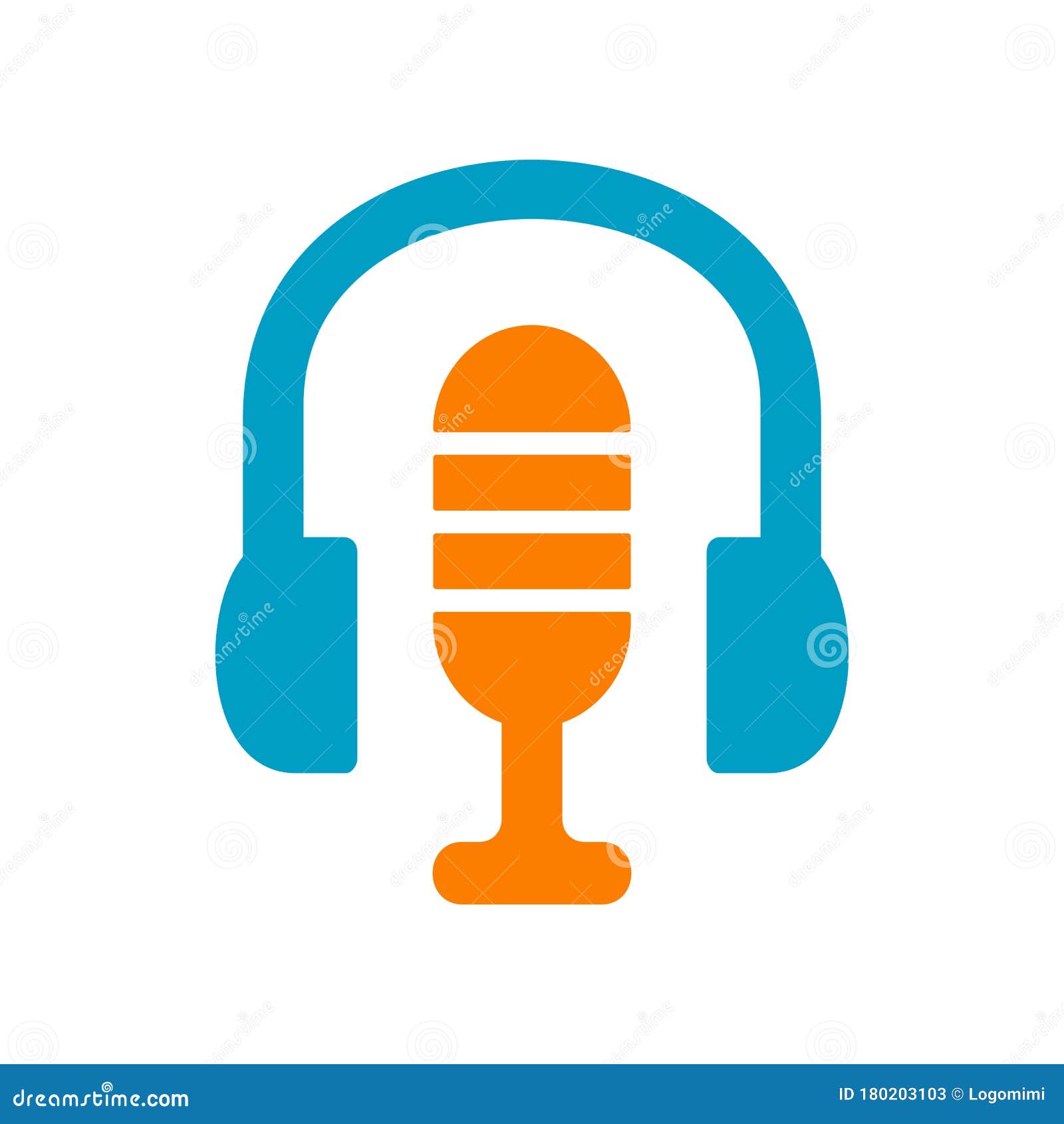 Podcast Logo Design Template Elements, Microphone and Headphone Icon ...