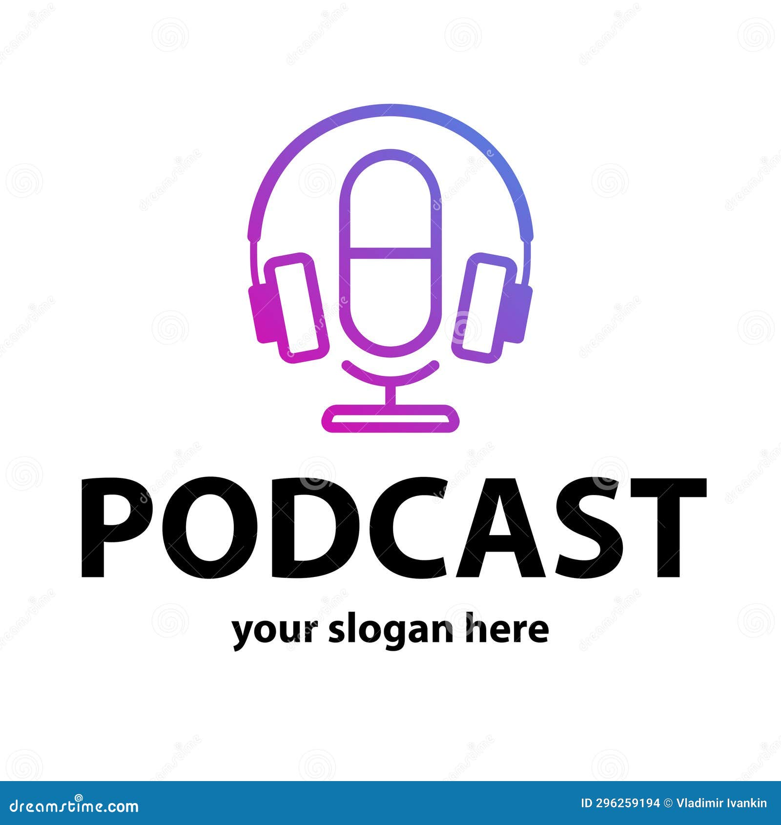 Podcast Logo Line Color Gradient Style Isolated Stock Illustration ...