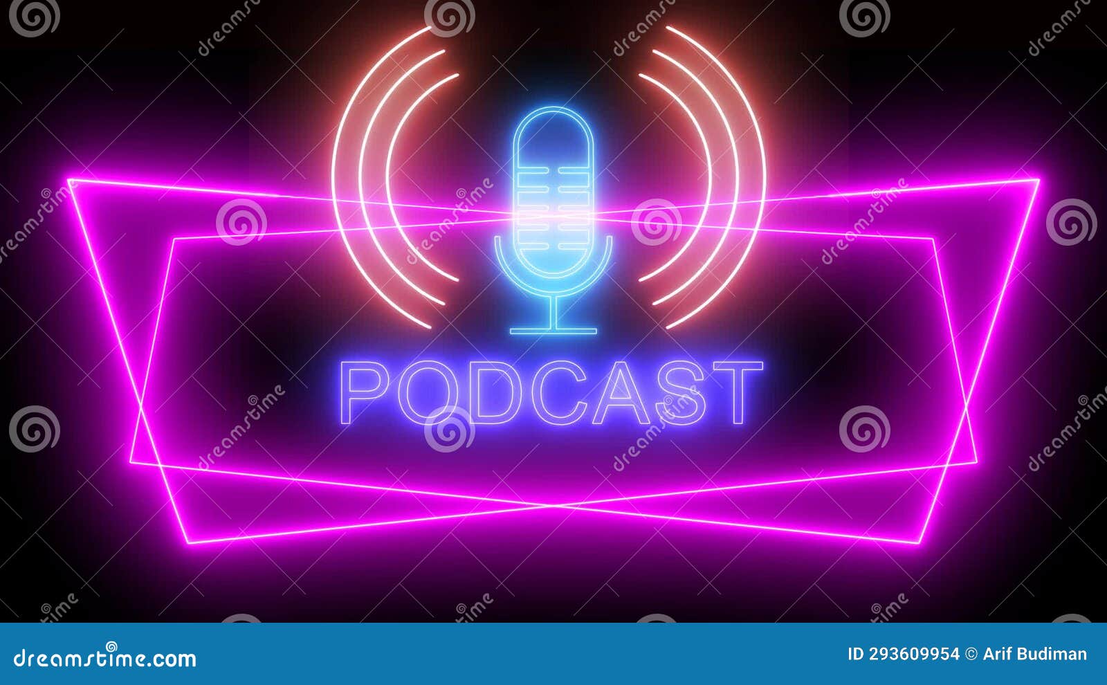 Podcast Logo Neon Light Effect Green Screen Background Stock Footage ...