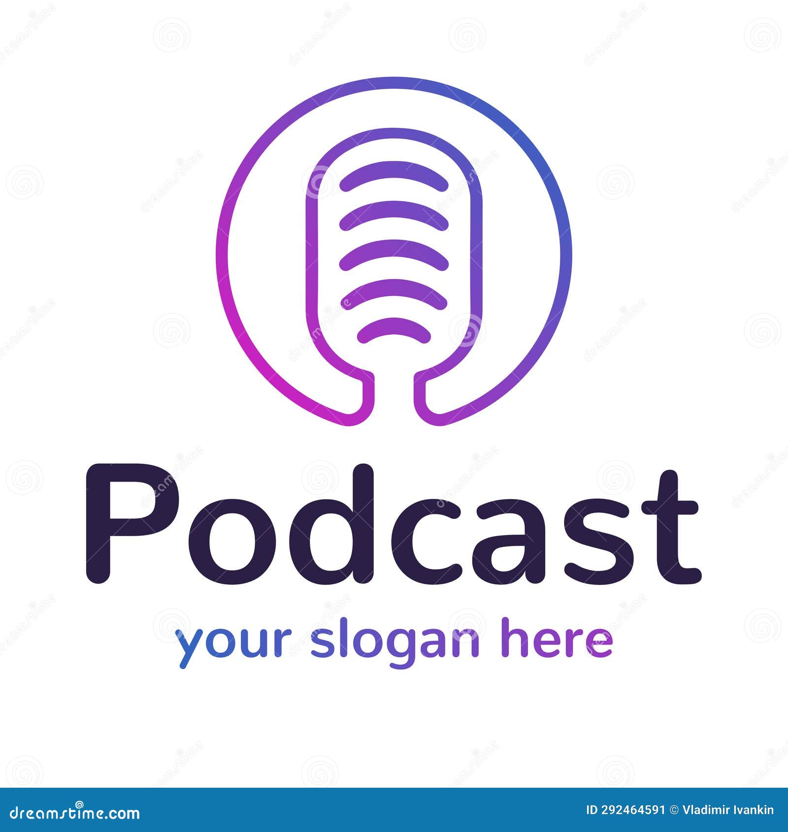 Podcast Logo Outline Style Color Gradient Isolated Stock Illustration ...