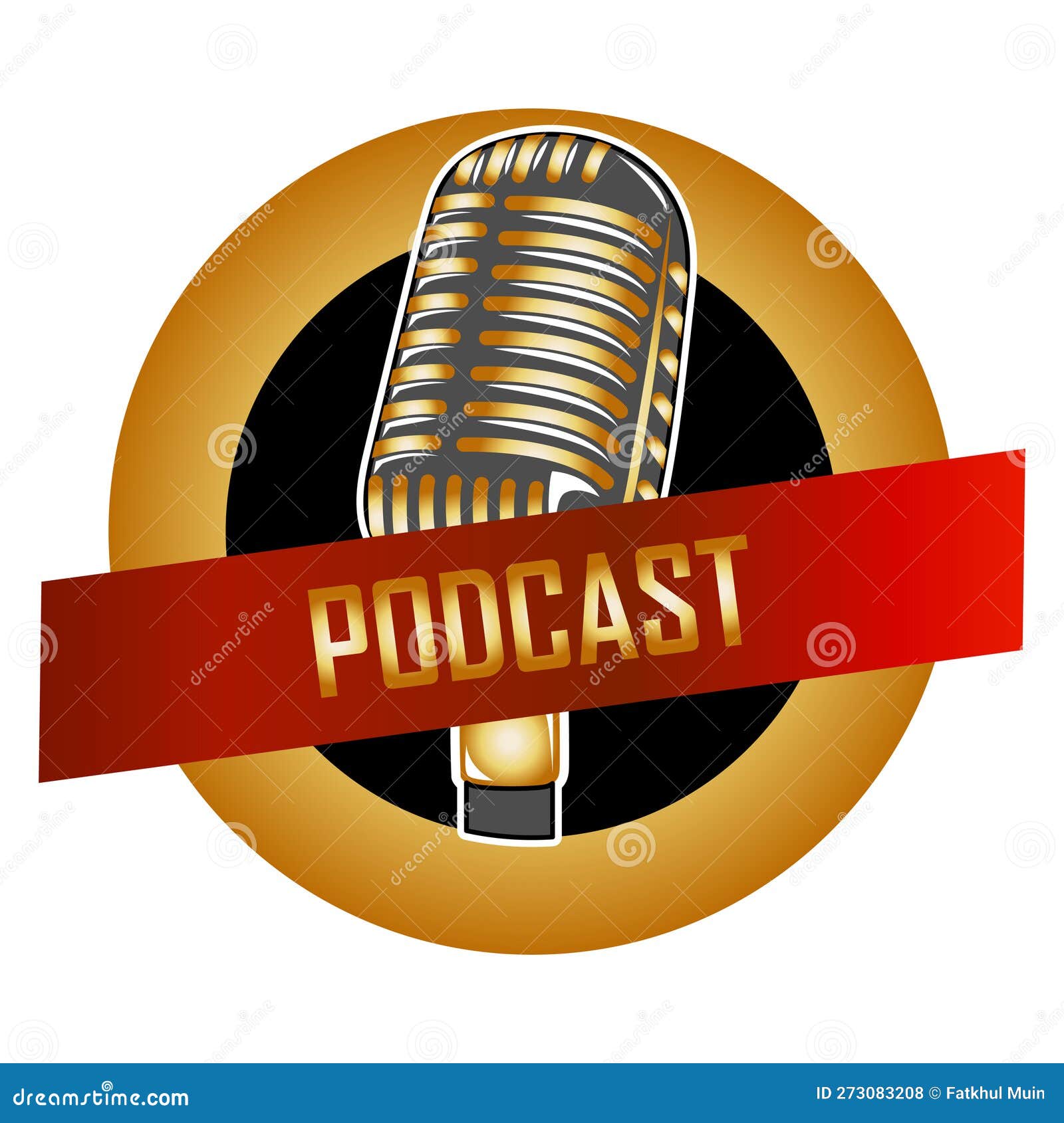 Podcast Logo Vector in Red and Gold Color Mix Stock Vector ...