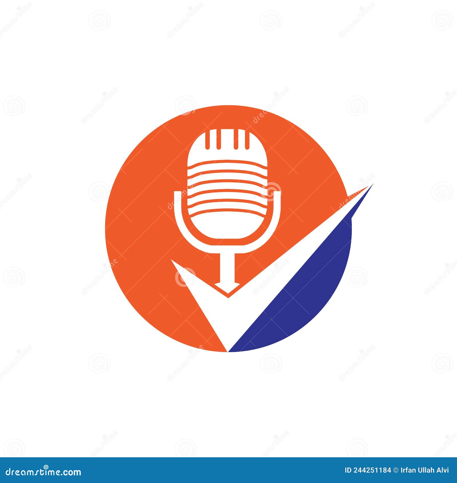 Check Podcast Vector Logo Design Template. Microphone and Tick Icon ...
