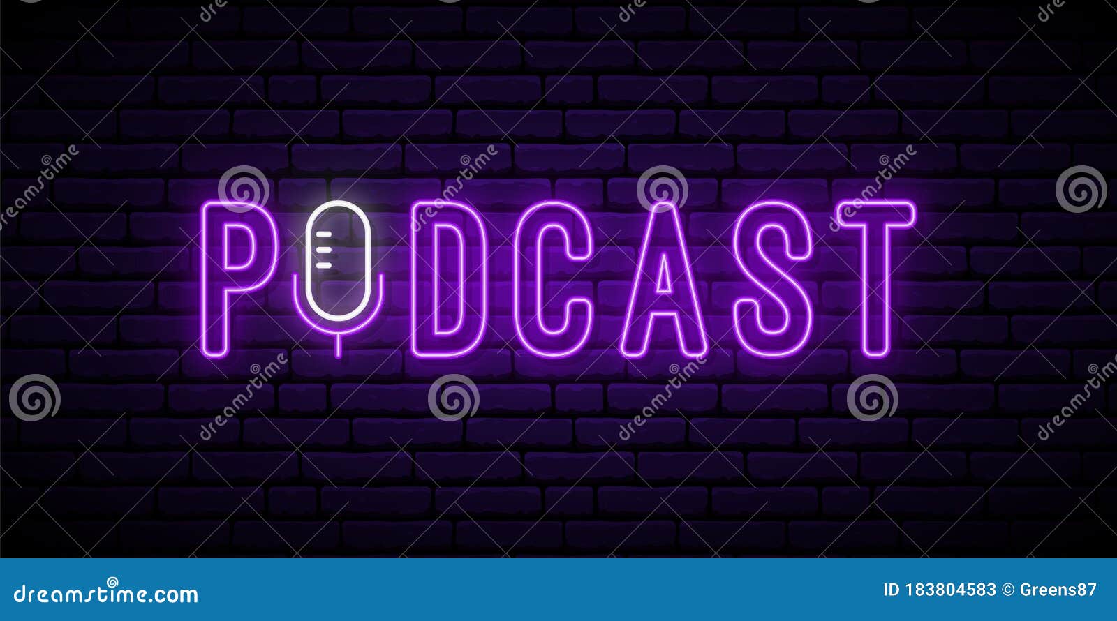 Podcast Neon Sign. Glowing Podcast Emblem on Dark Brick Wall Background ... Podcast Neon Sign. Glowing Podcast Emblem on Dark Brick Wall Background ...
