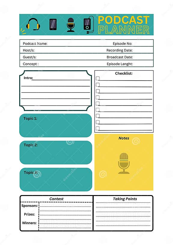 Podcast Planner Digital Planning Insert Sheet Printable Page Template ...
