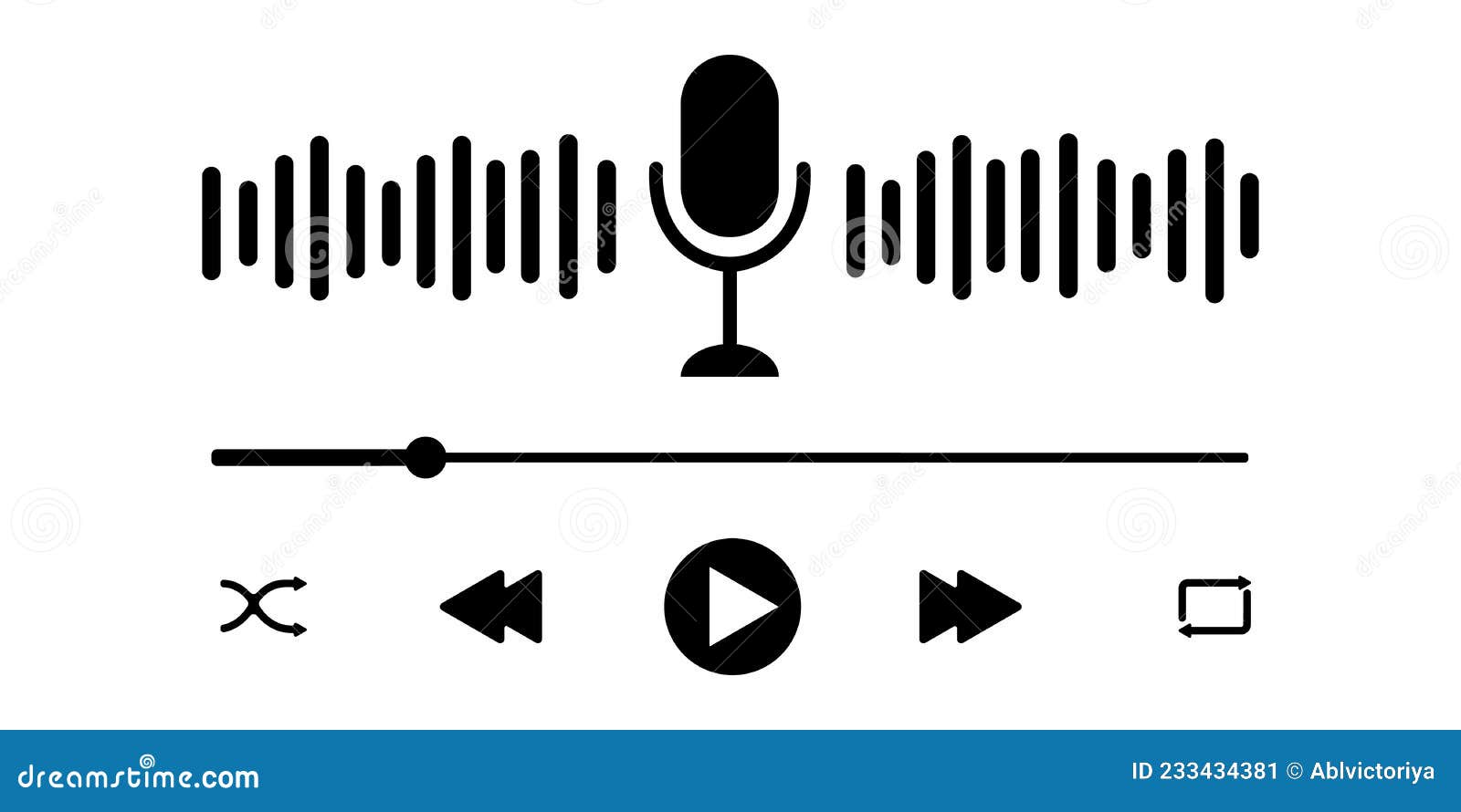 Podcast Player Interface With Microphone, Sound Wave, Loading Progress ...