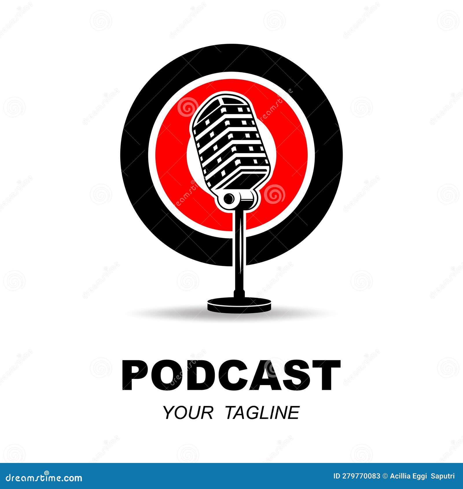 Podcast or Radio Logo Vector Stock Vector - Illustration of silhouette ...