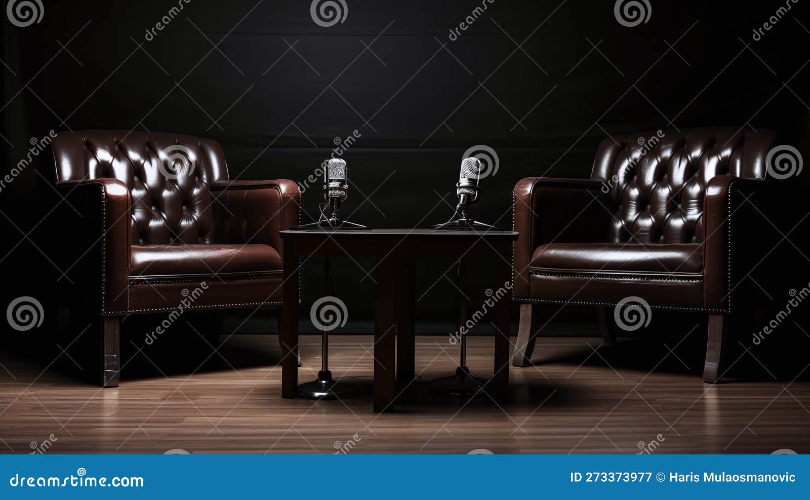 Podcast Interview Concept Two Chairs and a Microphone Ai Generated ...