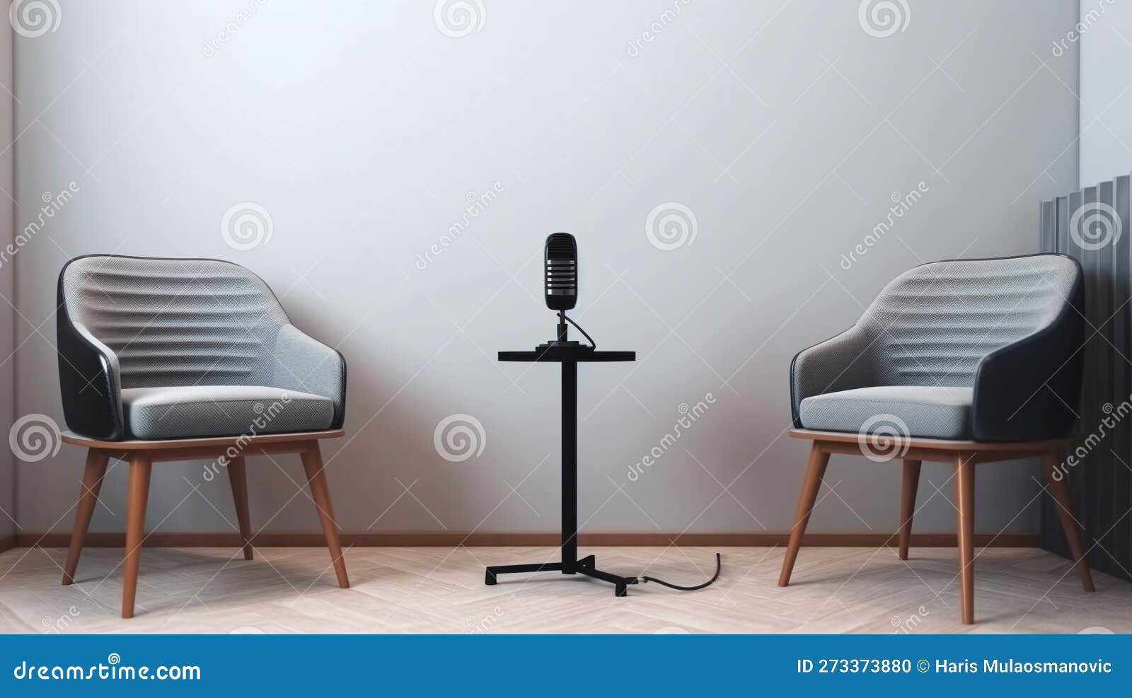 Podcast Interview Concept Two Chairs and a Microphone Ai Generated ...