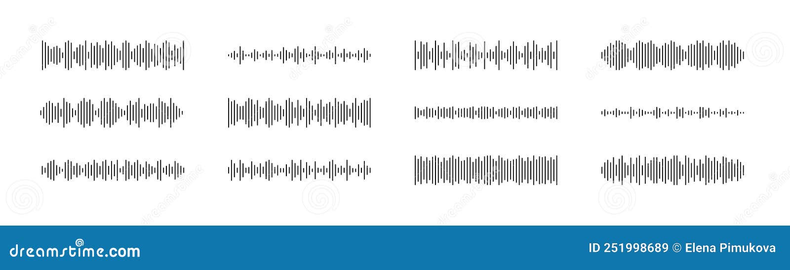 Podcast Sound Waves Set. Waveform Pattern for Music Player, Podcast ...