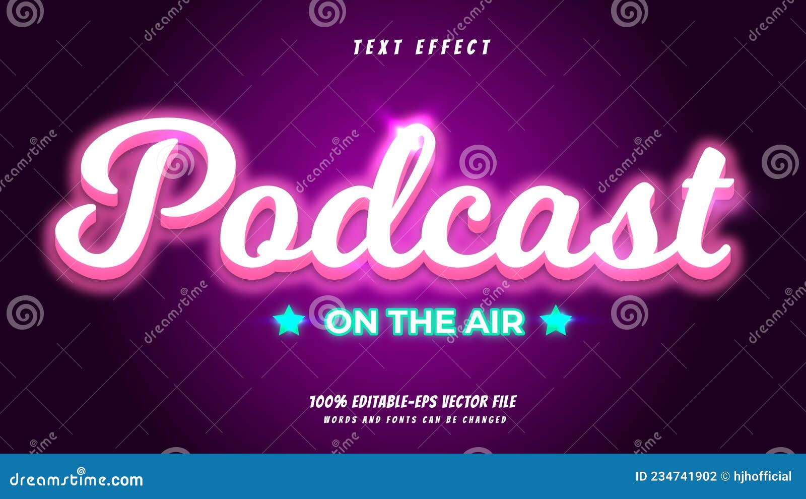 Podcast Text Effect Design Vector Neon Style Stock Vector ...