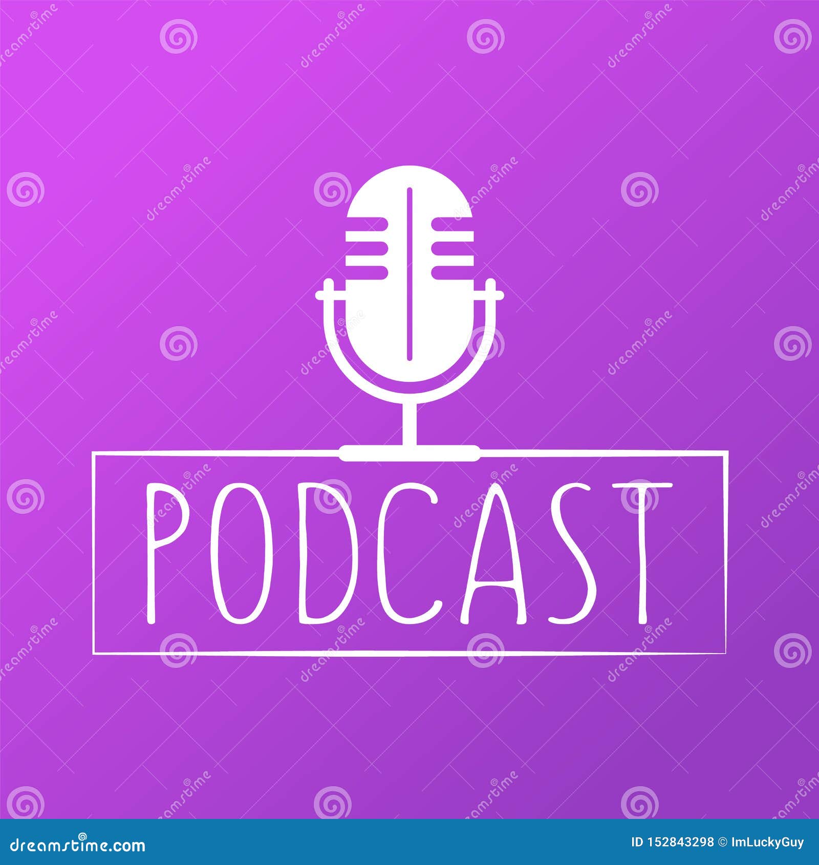 Podcast Vector Web Banner. Microphone Icon on Blue Stock Illustration ...