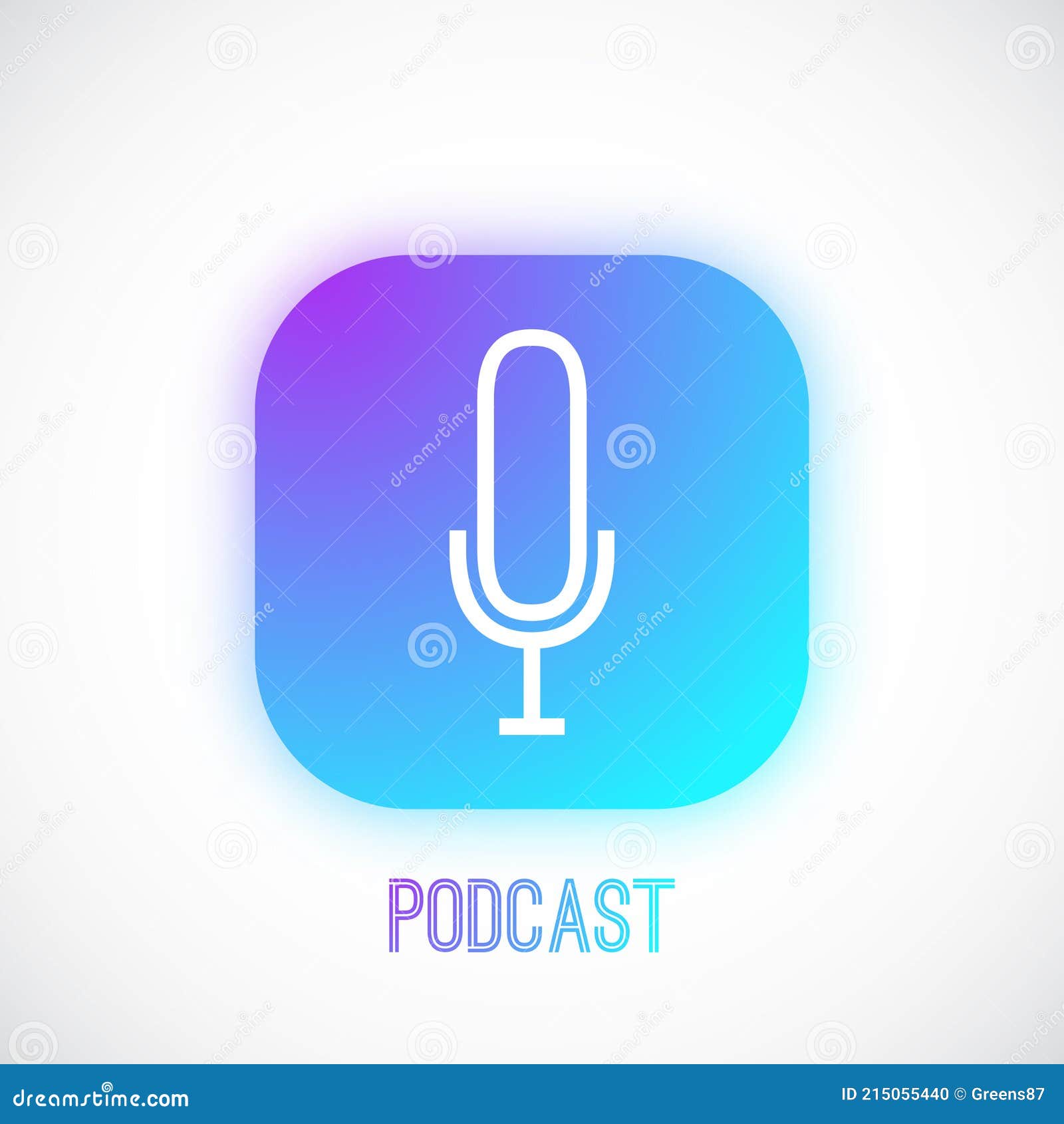 Podcast Web Button in Neumorphism Style. Stock Vector - Illustration of ...
