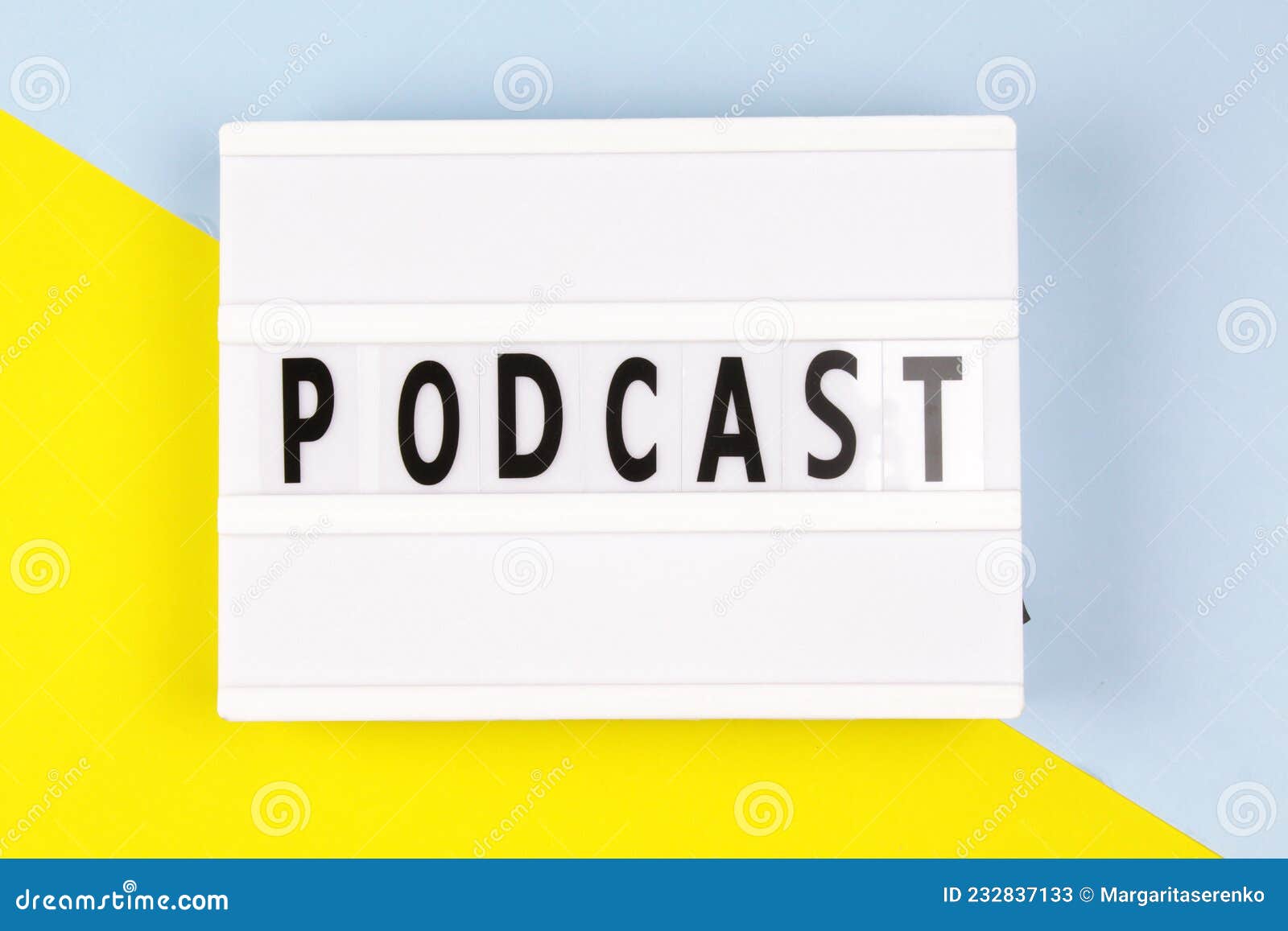 Podcast word on lightbox stock image. Image of flatlay - 232837133