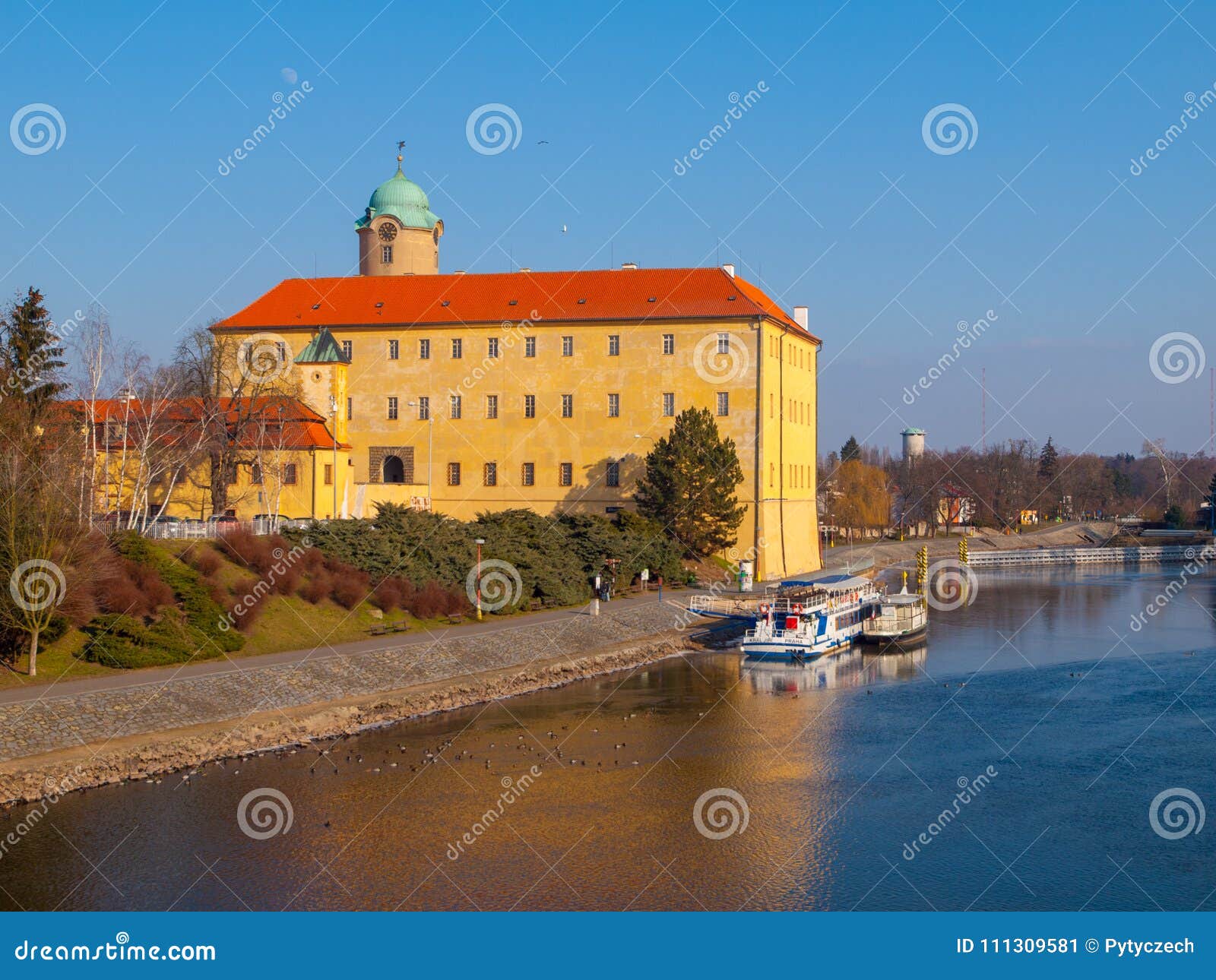 Podebrady Castle at River Labe, Czech Republic Editorial Photo - Image ...