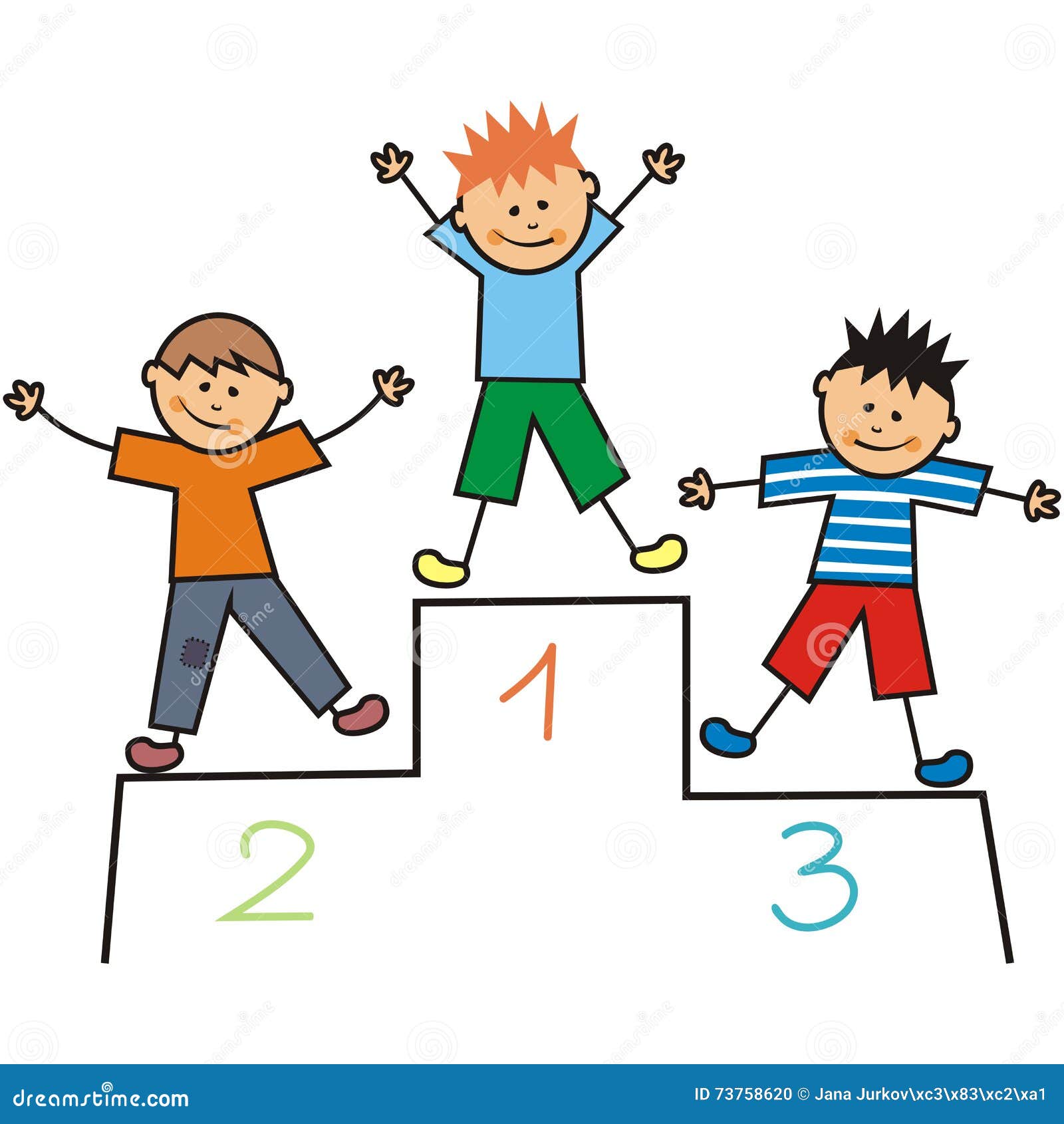 Podio e ragazzi illustrazione vettoriale. Illustrazione di vestiti ...