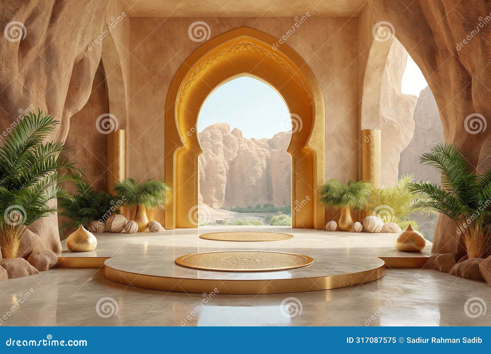 Podium and Arches for Product Display. Stock Illustration ...
