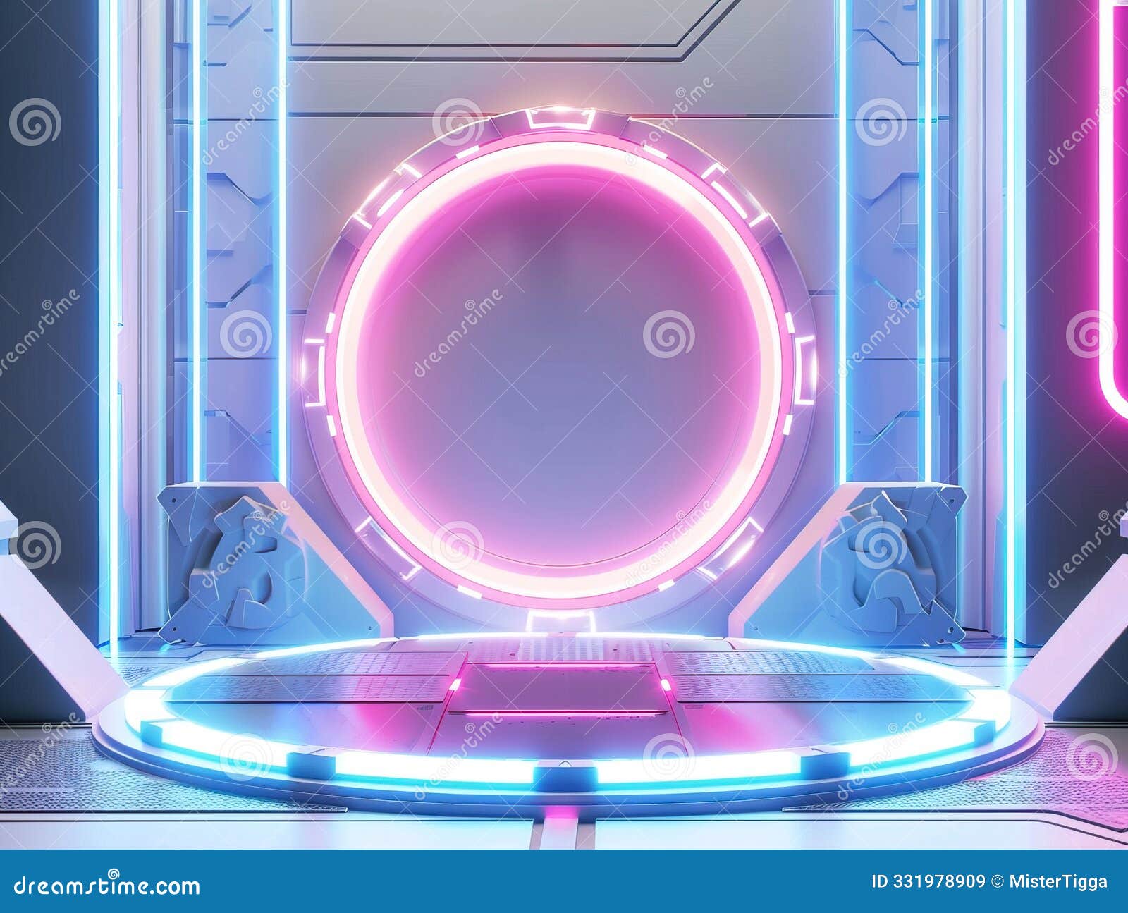 Podium Background 3D Light Tech Stage Future Platform Game Abstract ...