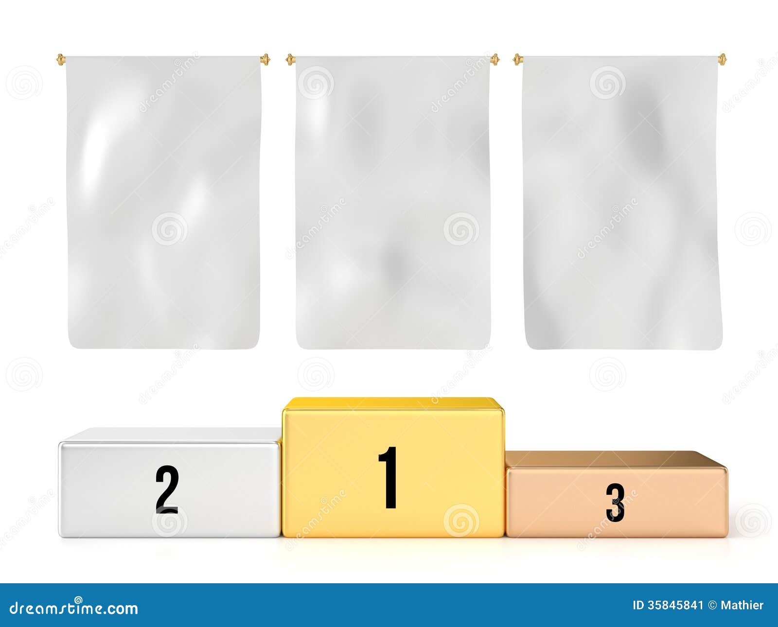 Podium with 3 Blank Flags stock illustration. Illustration of ...